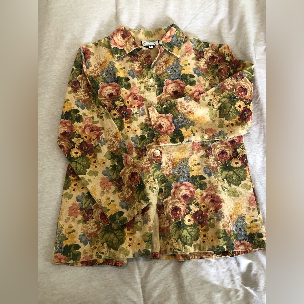 Cottage Clothing Inc Floral Tapestry Jacket Euc - Gem